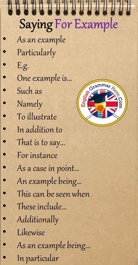 Other Ways to Say, “For Example” Phrases in English – TUTORING YOU