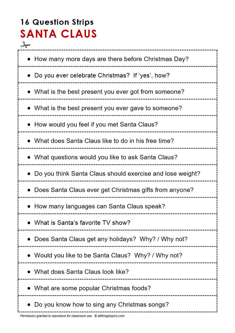 Santa Claus Questions – TUTORING YOU