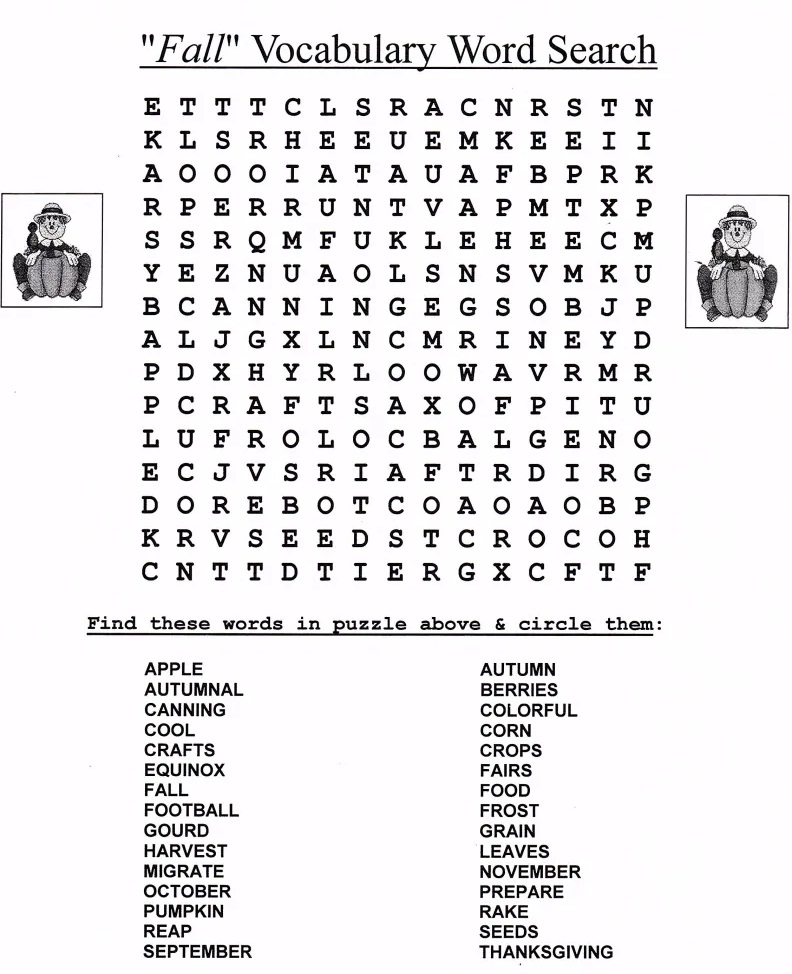 Fall Word Search – TUTORING YOU