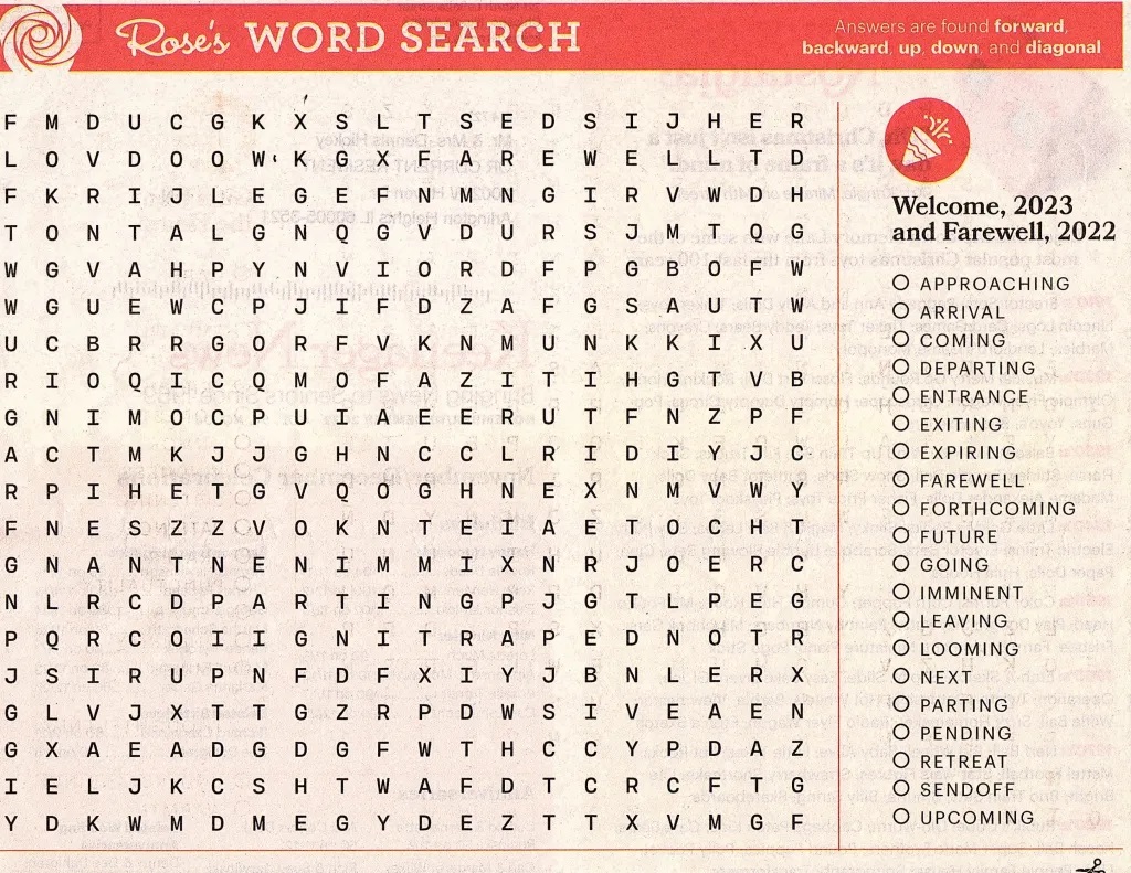 Word Search: Welcome 2023 and Farewell 2022 – TUTORING YOU