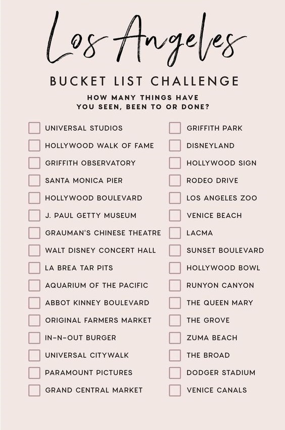 Bucket List Challenge — L.A. – TUTORING YOU