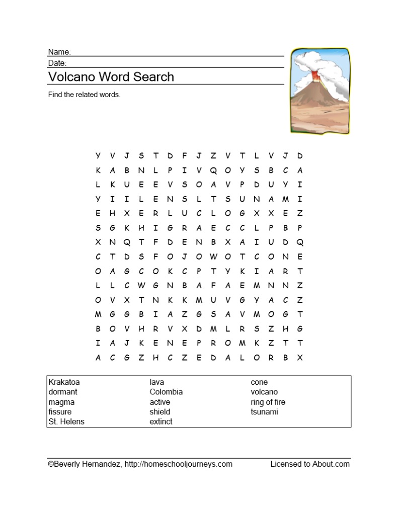 Volcano Word Search – TUTORING YOU